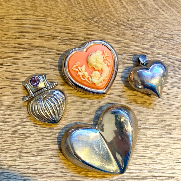 Jewelry | Hearts Set Of 4 Necklace Slides And Pins | Poshmark